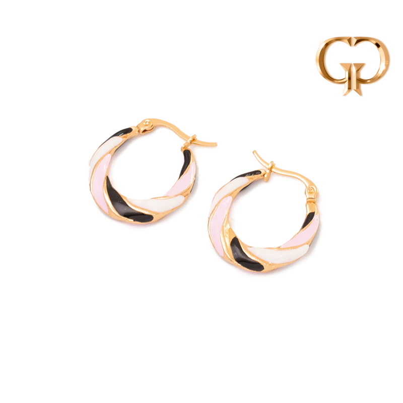 Z2721 - ARETE CANDONGA ESLABONES CON ZIRCONES Y OJOS GRIEGOS, COVER GOLD