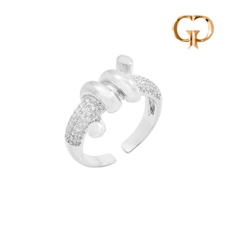 A491 - ANILLO HOJA DECORADA, AJUSTABLE DESDE LA TALLA 7 COVER GOLD